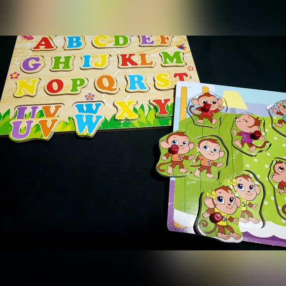 Toys | Wooden Alphabet Number Puzzle Set | Poshmark
